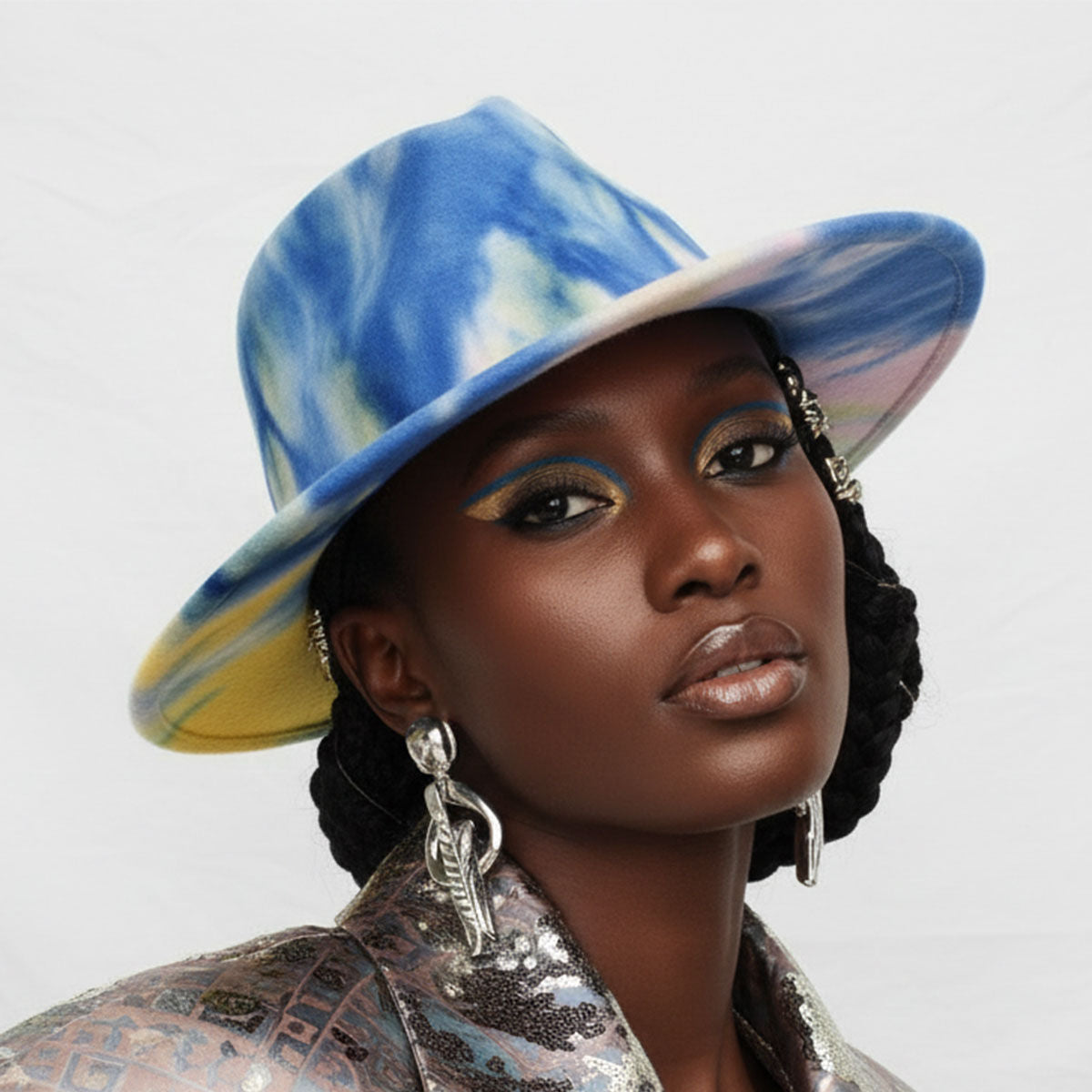 Fedora Blue Pink Yellow Tie Dye Fashion Hat for Women – Word Up Jewel's ...