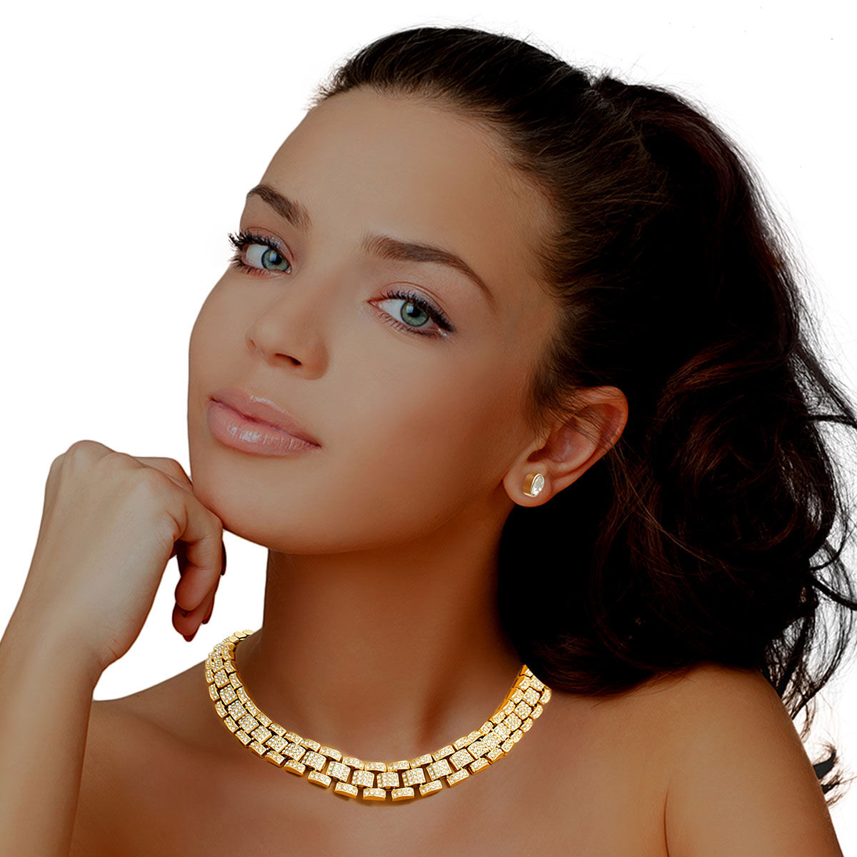 Iced Gold Watch Band Chain Necklace – Word Up Jewel's & Accessories ...