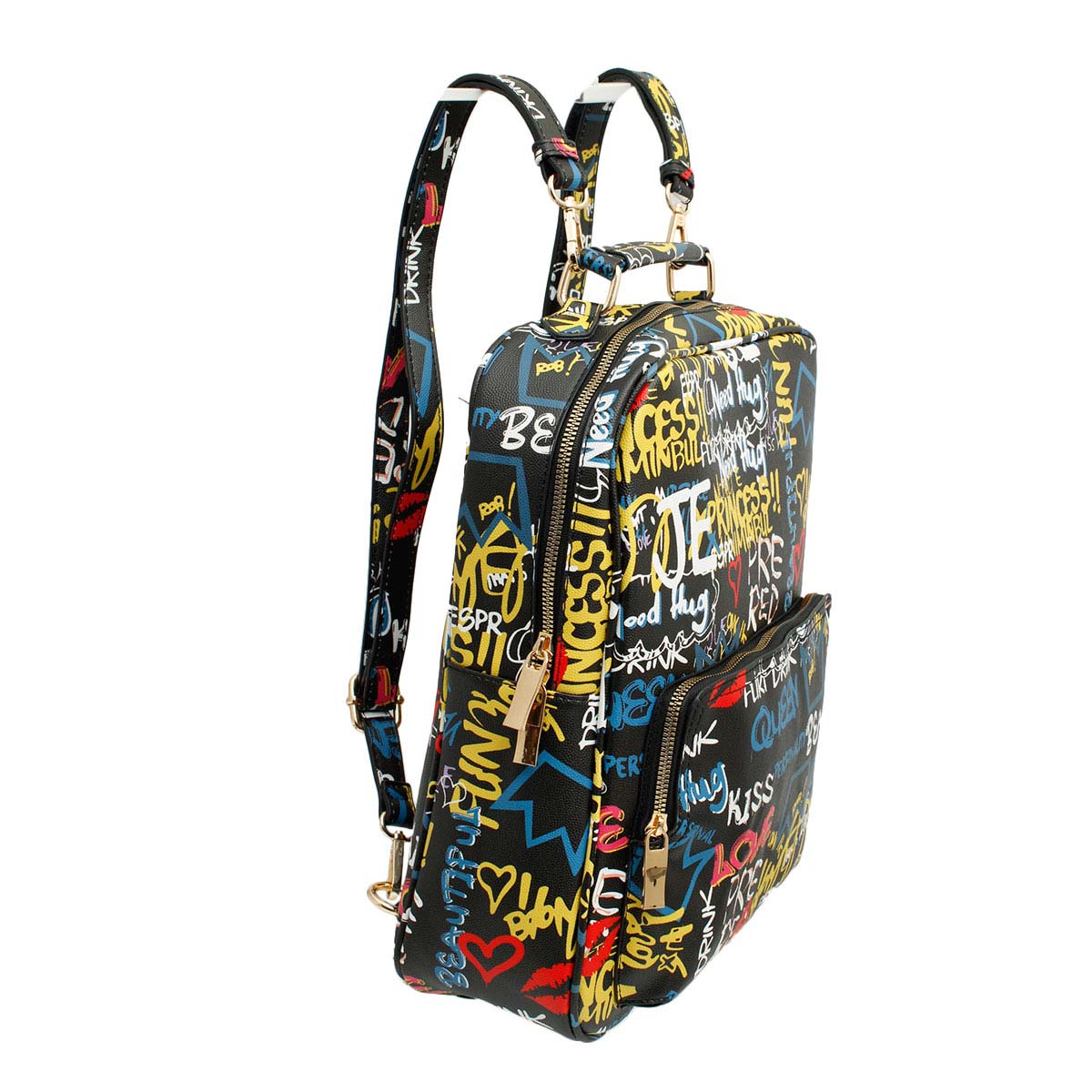 Black Graffiti Trolley Sleeve Backpack – Word Up Jewel's & Accessories ...