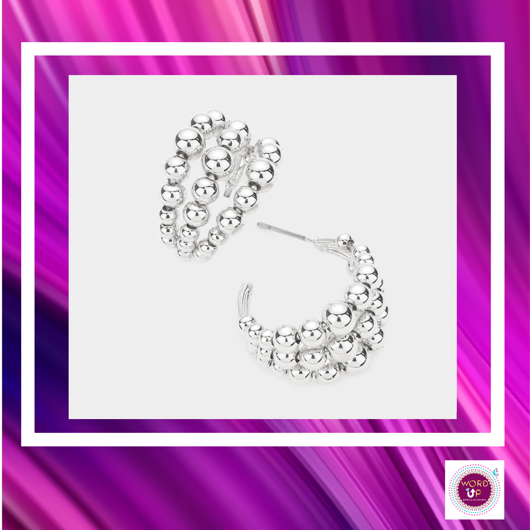 Beaded Silver Hoop Earrings – Word Up Jewel's & Accessories Boutique